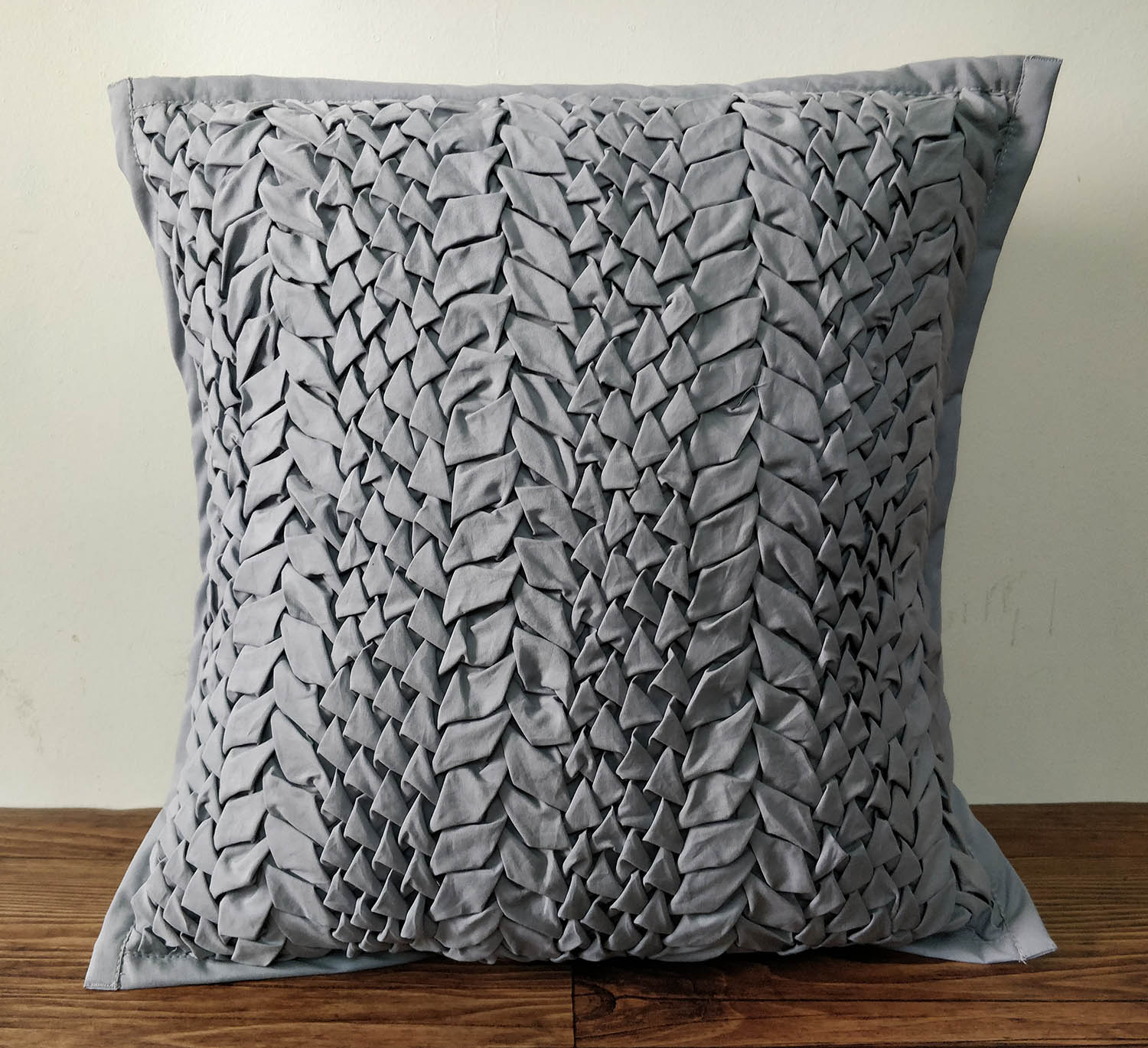 Cloudy Grey Smocked Cushion - FlawDesign